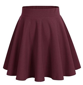 Dresstells Jupe Mini Courte &eacute;vas&eacute;e en Polyester, Bordeaux XL