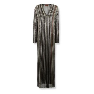 Missoni Langes Kleid mit V-Ausschnitt und Fischgratmuster - - Dresses - Damen - Mehrfarbig - S