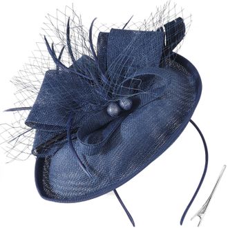 Dreshow Blume mit Einzelnem Pfeil Feder Fascinators Hut Stirnband und Eine Gegabelte Clip Braut Kopfbedeckung Derby Fascinator Pillbox Hut Kopfschmuck f&uuml;r M&auml;d