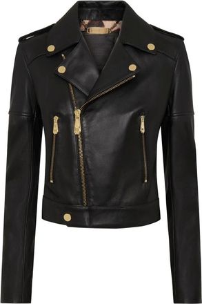 Philipp Plein Femme, Vestes, Noir, Taille: 40 FR Leather Biker Jacket