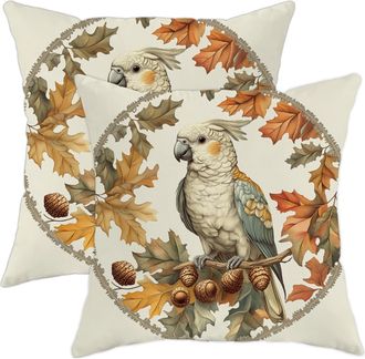 Generic Herbstpapagei Kissenbezug Weich Kissenh&uuml;lle Dekorative Zierkissenbezug F&uuml;r Balkon Hotel B&uuml;ro 45X45Cm 2Er Set