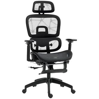 HOMCOM Fauteuil de bureau avec accoudoirs 3D, chaise de bureau ergonomique en maille, hauteur réglable, dossier inclinable, support lombaire, appui-tête et r