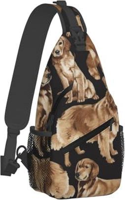 Generic Sacoche Tactique Golden Retrievers L&eacute;ger Sac De Poitrine Multifonction Sac DEpaule pour Randonn&eacute;e Femme Camping
