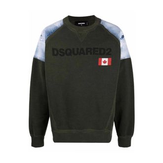 Dsquared2 Milit&auml;rgr&uuml;nes Baumwoll-Sweatshirt - - Sweatshirts & Hoodies - Herren - Gr&uuml;n - XL