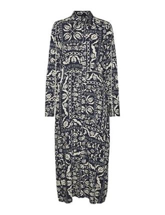 Vero Moda Vmgidde Aya Ls Robe 7/8 WVN GA, Navy Blazer/AOP : Gaya, S Femme