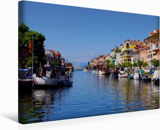 Calvendo Premium Textil-Leinwand 45 x 30 cm Quer-Format Hafen von Grado | Wandbild, HD-Bild auf Keilrahmen, Fertigbild auf hochwertigem Vlies, Leinwanddruck vo