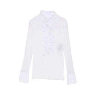 D.exterior R&uuml;schen-Langarmbluse - - Blouses & Shirts - Damen - Wei&szlig; - L