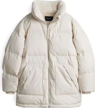 OPUS Damen Jacke | HILEEN Loose Steppjacke mit Teddyfellkragen Soft Cream, 36