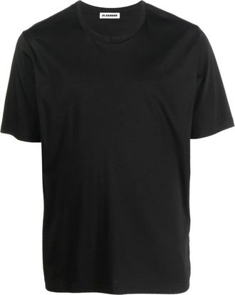 Jil Sander Homme, Tops, Noir, Taille: XL T-shirt ras du cou en coton