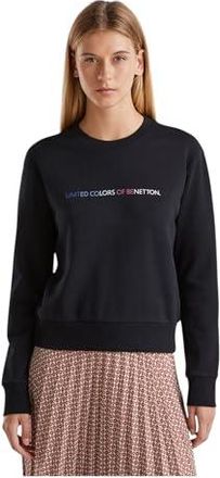 Benetton Maillot G/C M/L 3j68d107z Sweatshirt à Capuche, Noir, XL Femme