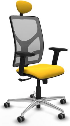 Piqueras y Crespo Stuhl aus Netzstoff mit 2D-Armlehnen, h&ouml;henverstellbarer Lendenwirbelst&uuml;tze und festem Kopfteil, ausgestattet mit 3 Positionen und Schneidschaum, Grau