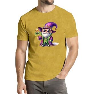 Generic T-shirt Mardi Gras pour homme - Imprim&eacute; nain de nain &agrave; col ras du cou - T-shirt d&eacute;contract&eacute; tendance pour carnaval, voyage quotidien, jaune, XXL