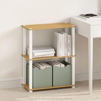 Furinno Turn-S-Tube Étagère, 3 Niveaux, Bibliothèque Multifonctionnelle avec Tubes Carrés, 29,5 X 60 X 75 Cm, Idéale pour Le Salon, La Chambre Ou Le Bureau, H
