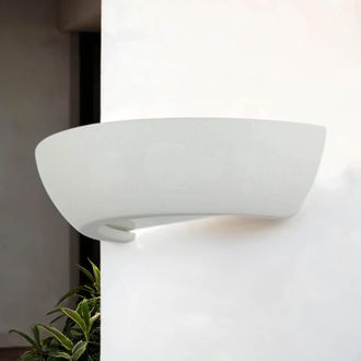 Licht-Erlebnisse Wandlampe Gips Weiß Wohnzimmer Schlafzimmer T:16 cm E27 max. 60 Watt Halbschale indirektes Licht Zeitlose Wandleuchte Flur OSKAR
