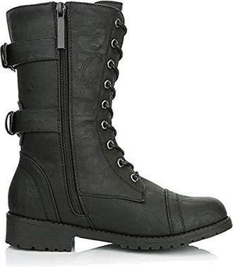 ORANDESIGNE Bottines Femmes Bottes Plates Mode Bottines à Lacets Poche Zippée Automne Hiver Noir 39 EU