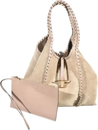 Tod's Femme, Sacs, Beige, Taille: ONE Size T Timeless Tote