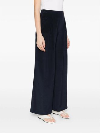 Max Mara Silk Blend with Front Pleats Trousers - Blue