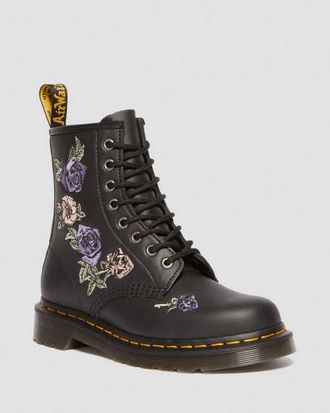Dr. Martens 1460 Vonda Floral Reclaimed Leder Stiefel in Schwarz, Gr&ouml;&szlig;e: 36
