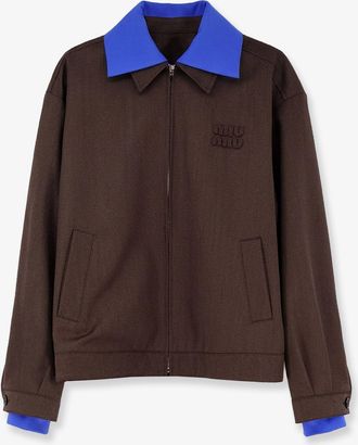 Miu Miu Virgin wool jacket with Logo detail - MIU MIU - gender_Woman