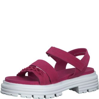 Marco Tozzi Damen Sandale, Blockabsatz, weiches FEEL ME Fu&szlig;bett, aus hochwertigem Leder, ideal f&uuml;r Business und Freizeit