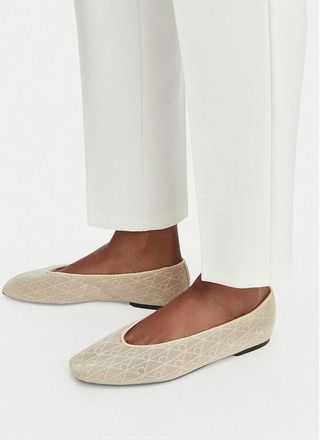 Calvin Klein Ballerinas Square Ballerina Aop Mesh HW0HW02937 &Eacute;cru