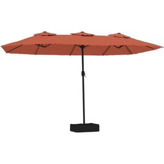 vidaXL Vidaxl - Parasol &agrave; double t&ecirc;te avec led terre cuite 449x245 cm