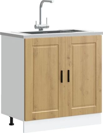 vidaXL Vidaxl - Meuble bas pour &eacute;vier Porto ch&ecirc;ne artisanal bois ing&eacute;nierie