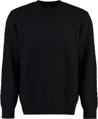 Versace Homme, Pulls, Noir, Taille: L Pull textur&eacute; &agrave; col rond