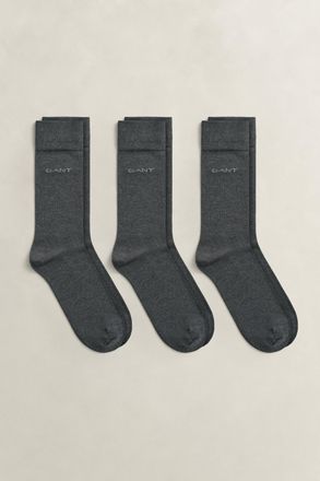 GANT Herren 3er-Pack Socken aus mercerisierter Baumwolle (43-45) CHARCOAL MELANGE