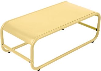 Oviala Table basse de jardin en m&eacute;tal 85x40x30 cm jaune clair - Mixi