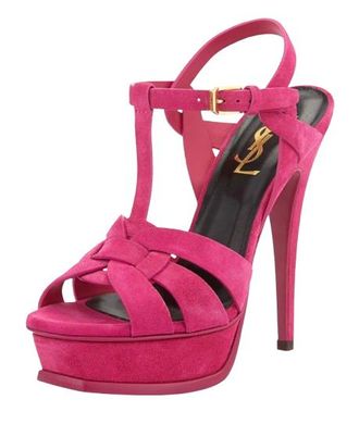 Saint Laurent Pink Suede Tribute Sandals Size 37