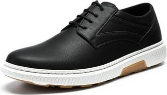 AlltheMen Chaussures &agrave; Lacets Homme Comfort Sneakers Sport Respirant Oxford Cuir Business Costume Mariage Noir 45