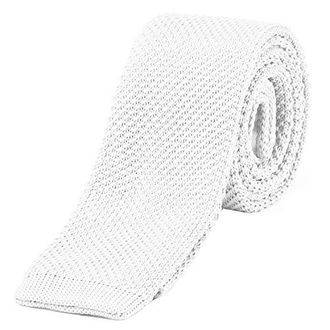 DonDon Cravate en tricot blanc 5 cm