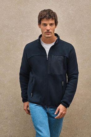 Polo Club Sweatshirt aus Fleece marineblau mit Rei&szlig;verschluss und Polo Club-Logo