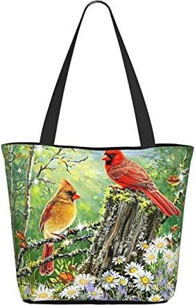 AOOEDM Sac &agrave; provisions pour femme fleurs et oiseaux 33 x 28 x 19 cm. Le cadeau parfait pour la Saint-Valentin. Cest de la Saint-Valentin pour maman, fille, 