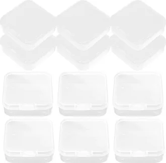 Angoily Transparente Kleiner Aufbewahrungsbox mit Klappdeckel aus PP 50 St&uuml;ck Kleine Organizerboxen 55X55X20Mm f&uuml;r Perlen Schmuck und Bastelzubeh&ouml;r