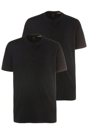 JP1880 T-Shirt Henleys Basic 2er-Pack Rundhals Knopfleiste (2-tlg)