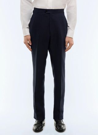 Fursac Pantalon ajust&eacute; &agrave; chevrons en lin - Taille 36 - Homme