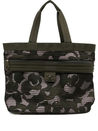 Chanel Sporty Gym Mesh Nylon Dark Green Tote - Vert