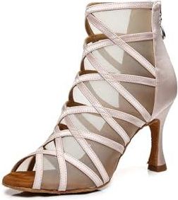 Miyoopark Chaussures de danse pour femme - Talon haut - Bottes de soir&eacute;e latine, L445 rose clair talon 9 cm, 38.5 EU