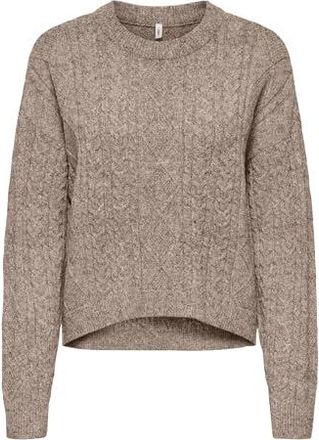 Only Onlkatia Ls Cable O-Neck Pullover CC KNT Pull, Mocha Meringue, XL Femme