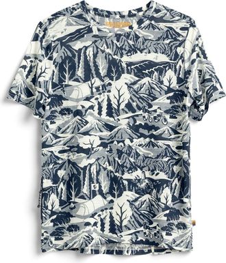 Fjällräven Damen Wool CaliSwe T-Shirt Outdoor, Navy/Eggshell, X-Large