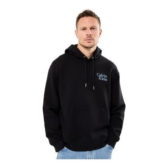 Calvin Klein Oversized Kapuzenpullover mit gesticktem Logo - - Sweatshirts & Hoodies - Herren - Schwarzk - XL