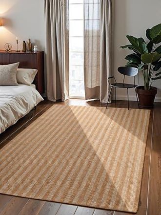 Elle Elle Decoration Juteteppich Amber - Natur Wohnzimmerteppich aus 100% Jute, Handgewebt & Nat&uuml;rlich, Boho Naturfaser Teppich f&uuml;r Wohnzimmer, Schlafzimme