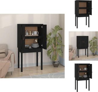 vidaXL Highboard Schwarz 60x40x120 cm Massivholz Kiefer - Sideboard - Hochschrank - Wohnzimmerm&ouml;bel - Massivholzm&ouml;bel - Kiefernholz