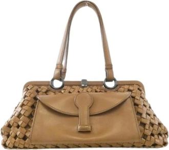 Bottega Veneta Sac bandouli&egrave;re en cuir Pre-owned - Femme - Pre-owned - Brun - Taille: ONE Size