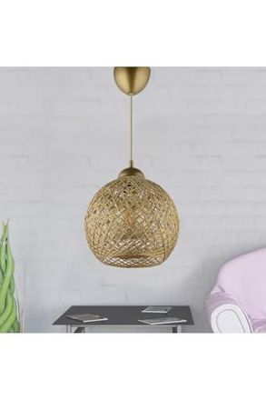 Opviq Elegant Gold Chandelier, 22 cm Diameter, 54 cm Height | Plastic Body, Cotton Cap, E27 Socket (Max 40W) | Perfect for Glam & Scandinavian Decor