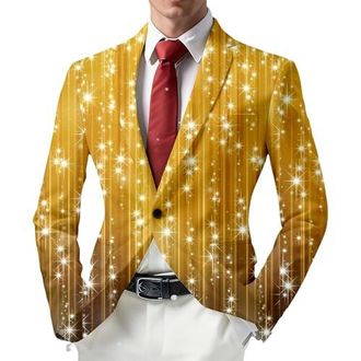 Generico DUHENWU Veste pour homme - Imprim&eacute; 3D multicolore - Costume de carnaval - Blazer Slim Fit - Paillettes - Veste de costume - Motif amusant - Veste de f