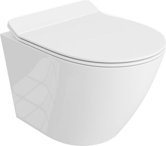 Domino LAVITA Wand-WC SOGO Slim WC Sitz H&auml;nge Toilette Toilettendeckel mit Absenkautomatik & Metallscharniere Toiletten Sp&uuml;lrandlos H&auml;ngend Toilettenbecken 3