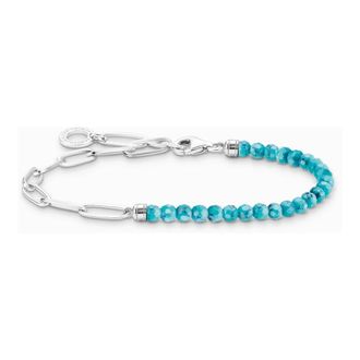 Thomas Sabo Thomas Sabo Charm Armband Damen 925 Sterlingsilber mit T&uuml;rkisen Beads A2099-404-17-L14 - - Accessories - Damen - Blau - ONE SIZE